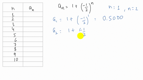 SOLVED:19-22 Calculate, to four decimal places, the first ten terms of the sequence and use them ...