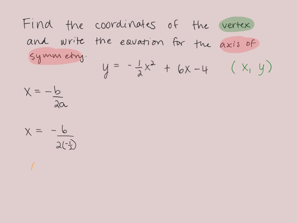 SOLVED:Find the coordinates of the vertex and write the equation of the ...