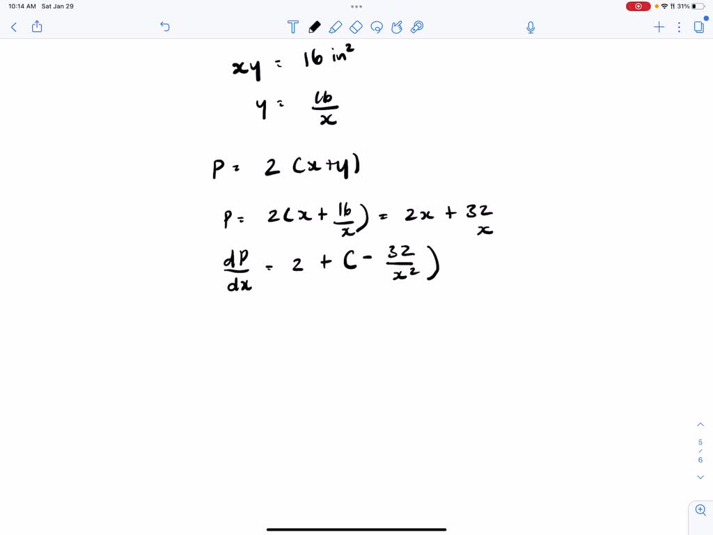 Minimizing perimeter What is the smallest perimeter possible for a rectangle whose area is 16 cm ...