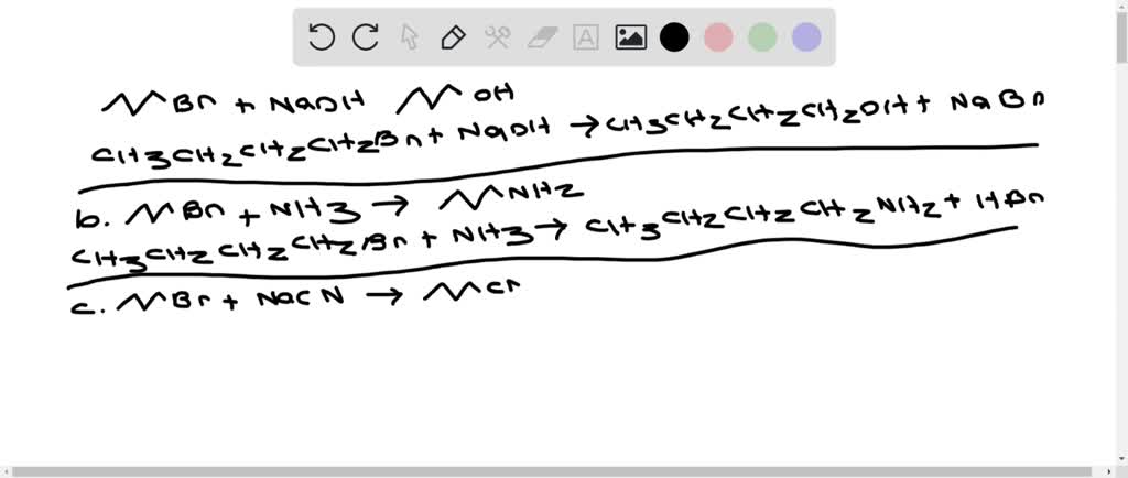 SOLVED:Write equations for the substitution reaction of n -bromobutane, a typical primary ...