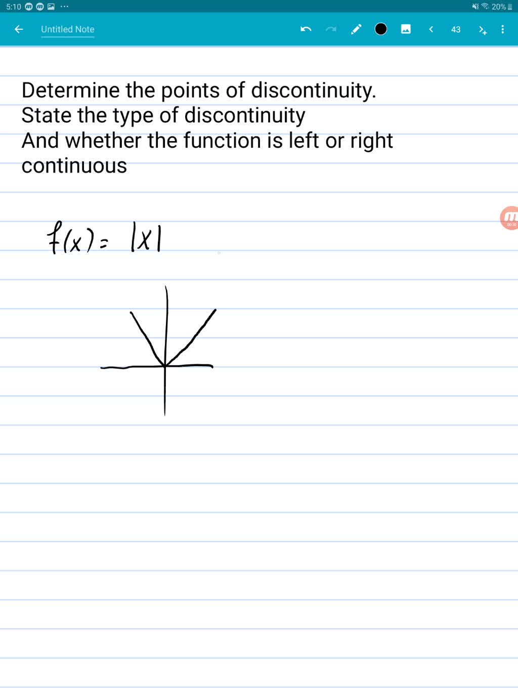 SOLVED:Determine the points of discontinuity. State the type of ...
