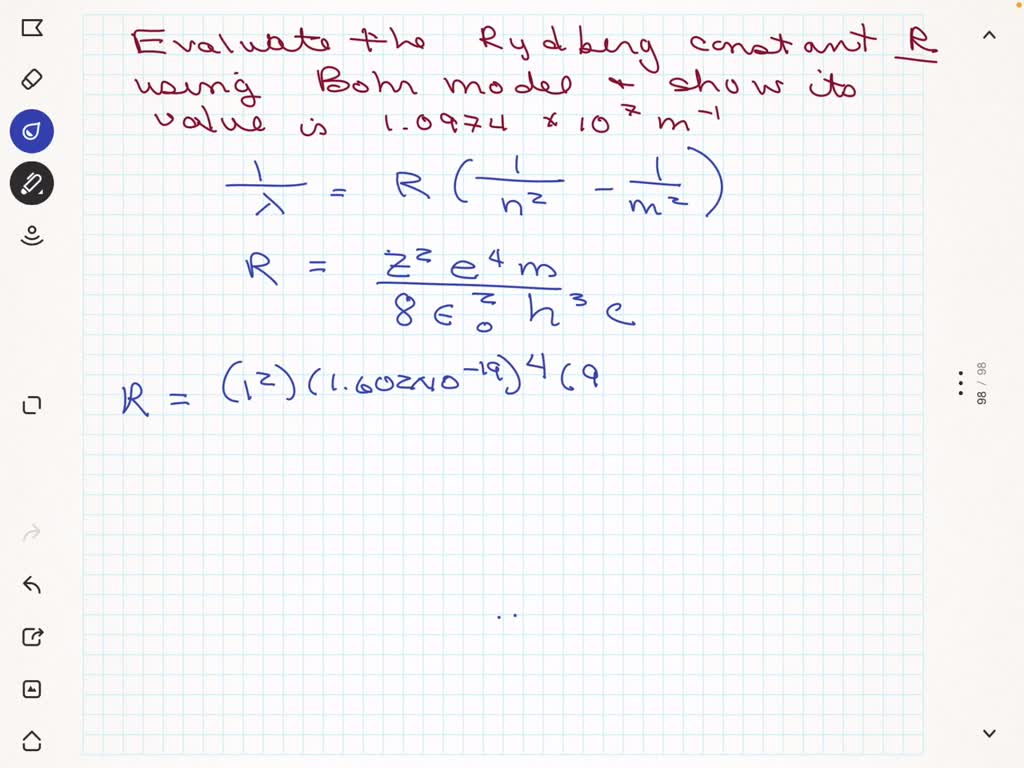 Solvedcompute The Value Of The Rydberg Constant From The Bohr Theory And Compare It With The
