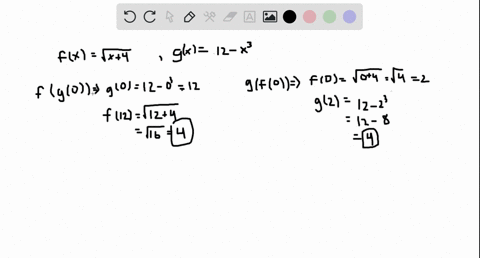 SOLVED:For the following exercises, use each pair of functions to find f(g(0)) and g(f(0)). f(x ...