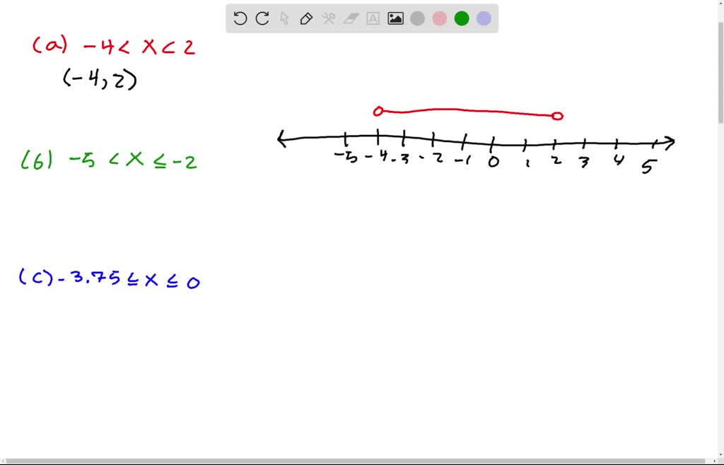 Graph these intervals on number lines. Write inequalities that express the same information. a ...