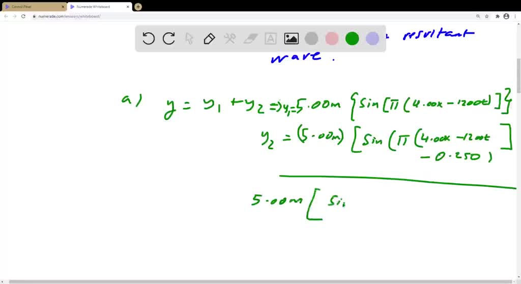 SOLVED:Two traveling sinusoidal waves are described by the wave functions y1=5.00 sin [π(4.00 x ...
