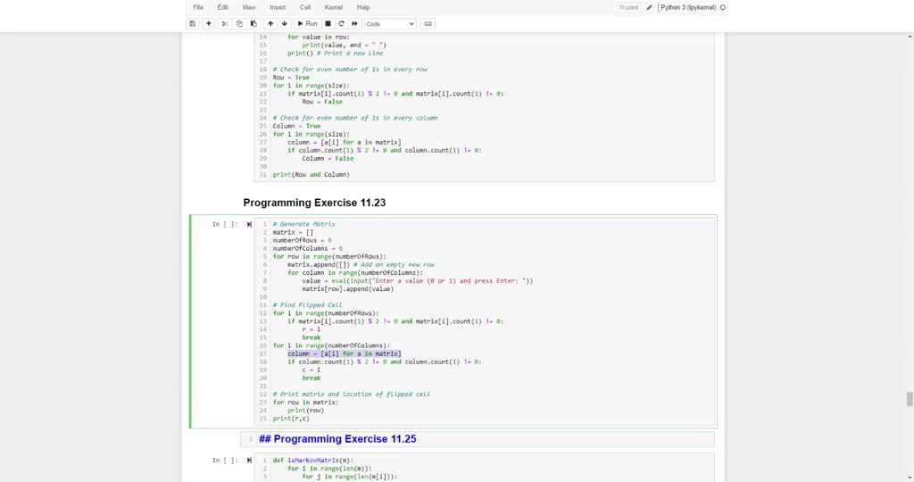 SOLVED:(Game: find the flipped cell) Suppose you are given a 6-by-6 matrix filled with 0s and 1 ...