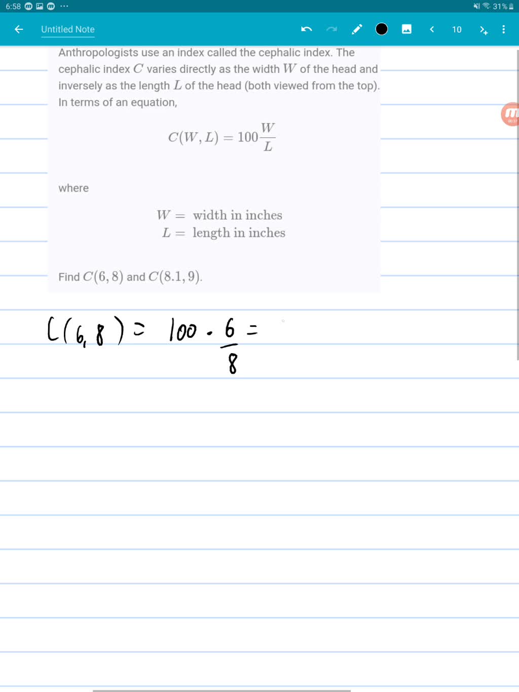 SOLVED: Calculate the Cranial index for the Neanderthal using the following data - Cranial ...