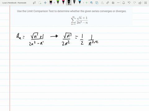 SOLVED:Use the Comparison Test, the Limit Comparison Test, or the ...
