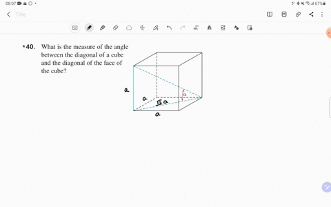 SOLVED:\text { What is the angle between any two diagonals of a cube? }