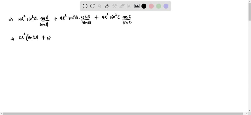 SOLVED:In a triangle ABC, a^2 cotA+b^2 cotB+c^2 cotC is (a) 2 Δ(b) 3 Δ(c) 4 Δ(d) Δ