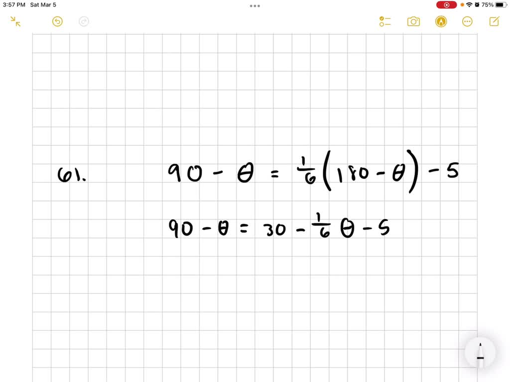 SOLVED:Use an algebraic approach to solve each problem. If the complement of an angle is 5^∘ ...