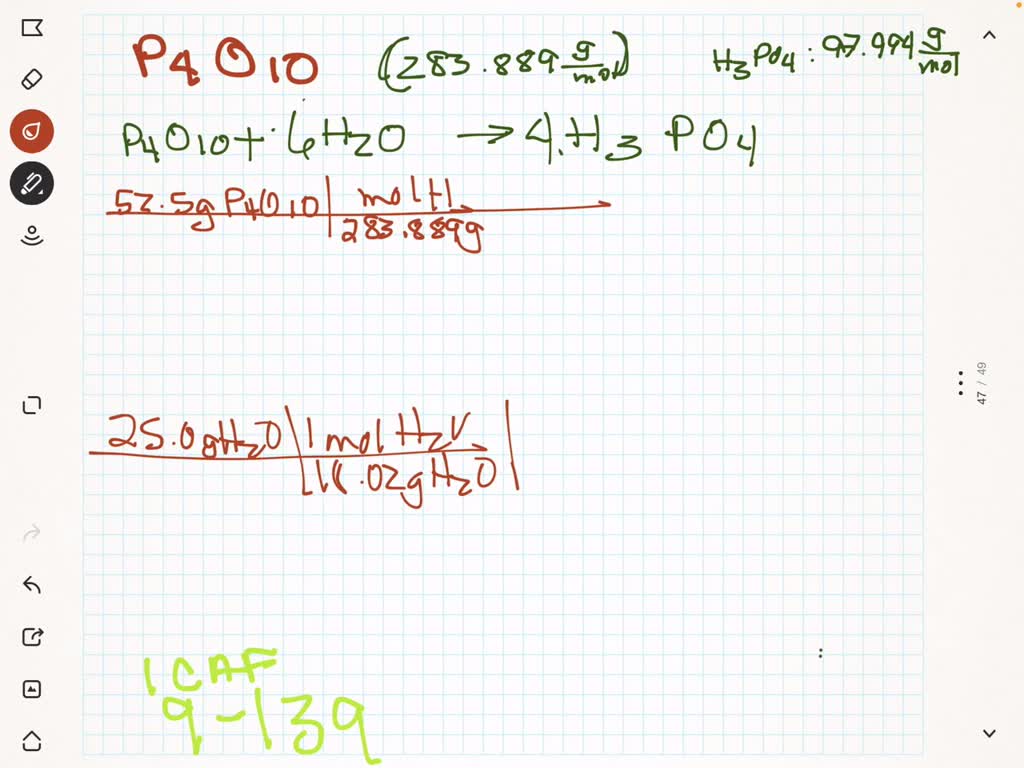 ⏩SOLVED:Tetraphosphorus decoxide, P4 O10, reacts with water to form ...