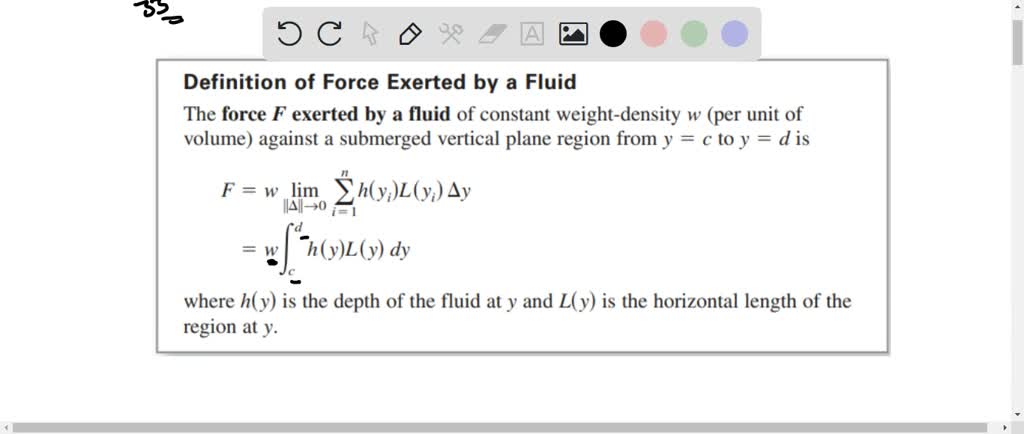 SOLVED:Define fluid force against a submerged vertical plane region.