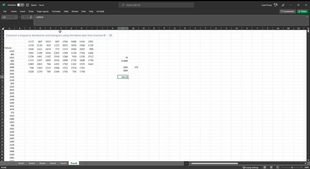 SOLVED:Use the frequency distribution table from Exercises 51 through ...