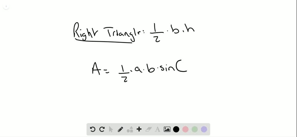 ⏩SOLVED:Show that the formula Area (A B C)=(1)/(2) a b sinC holds if ...
