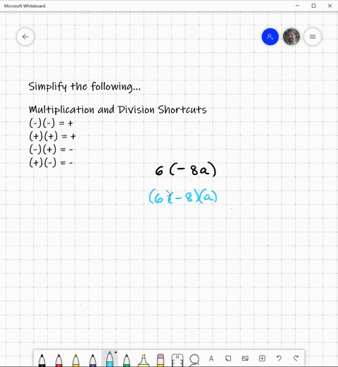 SOLVED:Simplify each expression. 6(-8 a) SOLVED:Simplify each expression. 6(-8 a)