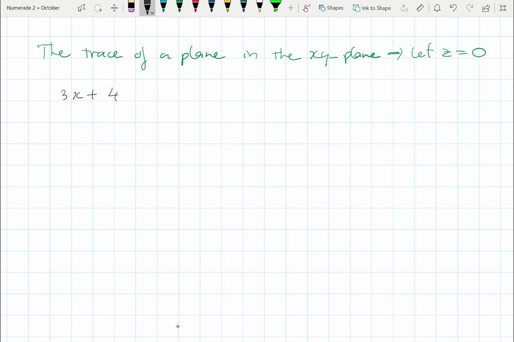 SOLVED Find The Trace Of The Plane In The Given Coordinate Plane 3 X 4