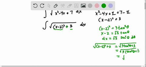SOLVED:Evaluate the integral by completing the square and using trigonometric substitution. ∫√(x ...
