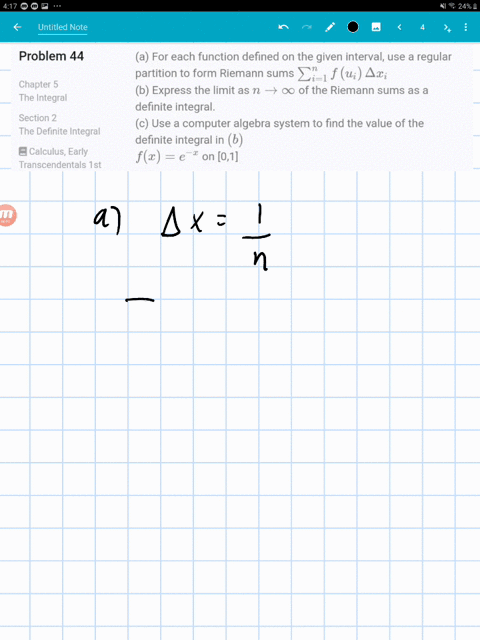 SOLVED:(a) For each function defined on the given interval, use a regular partition to form ...