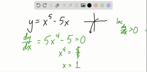 SOLVED:For what values of x is the function y=x^5-5 x both increasing ...