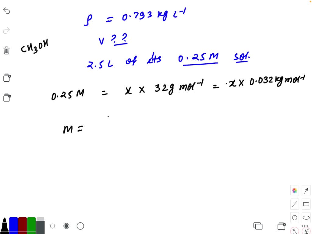 ⏩SOLVED:If the density of methanol is 0.793 kg L^-1, what is its ...