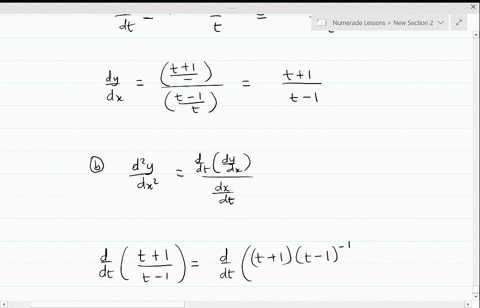 Find dy/dx and d^2y/dx^2 . For which values of t is the curve concave upward? x = t - lnt , y ...