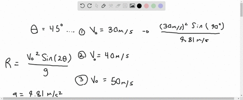 SOLVED:Verify the ranges for the projectiles in Figure 3.40(a) for θ=45^∘ and the given initial ...