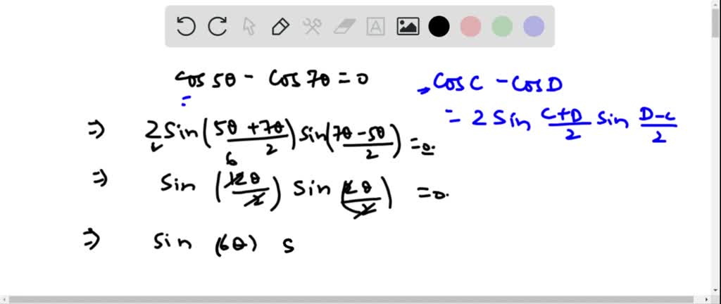 SOLVED:Using Sum-to-Product Formulas Solve the equation by first using ...