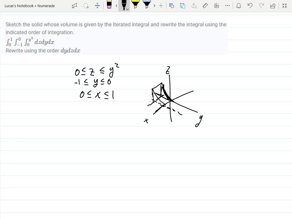 SOLVED:Sketch the solid whose volume is given by the iterated integral ...