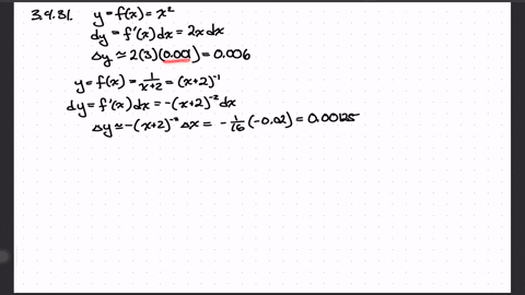 SOLVED:Approximate the change in: (a) y=f(x)=x^2 as x changes from 3 to ...