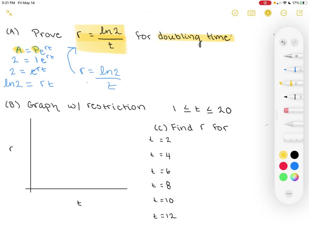 SOLVED:(A) Show that the rate r that doubles an investment at ...