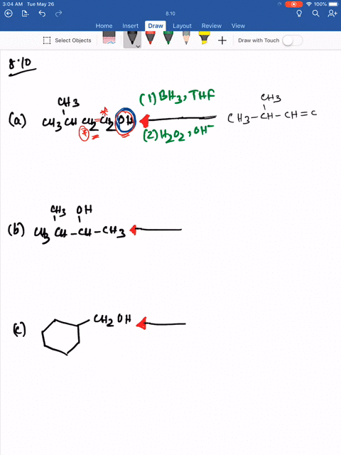 SOLVED:From what alkenes might the following alcohols have been prepared? figure cant copy