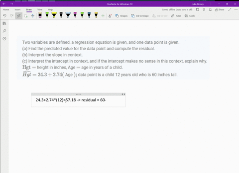 SOLVED: Two variables are defined, a regression equation is given, and ...