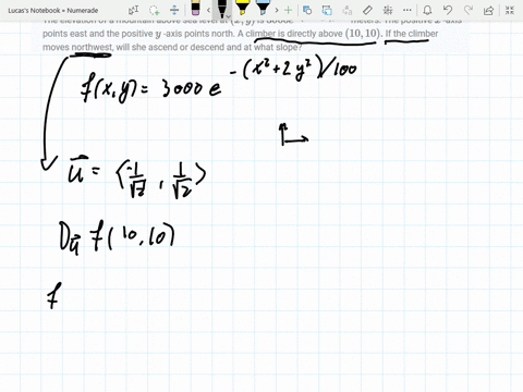 SOLVED:The elevation of a mountain above sea level at (x, y) is 3000 e ...