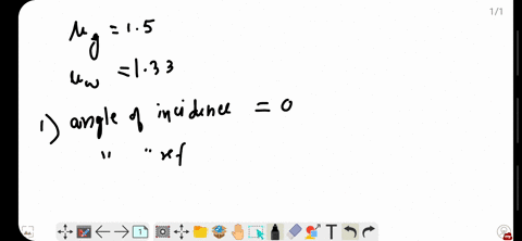 SOLVED:Light is incident from glass (μ=1 ·50) to water (μ=1 ·33). Find ...