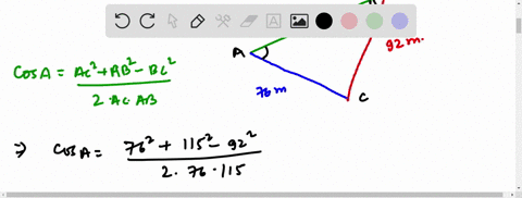 SOLVED: A triangular parcel of land has 115 meters of frontage, and the ...