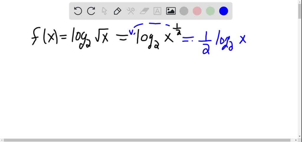 SOLVED: Exer. 35-46: Sketch the graph of f f(x)=log2 √(x) | Numerade SOLVED: Exer. 35-46: Sketch the graph of f f(x)=log2 √(x) | Numerade