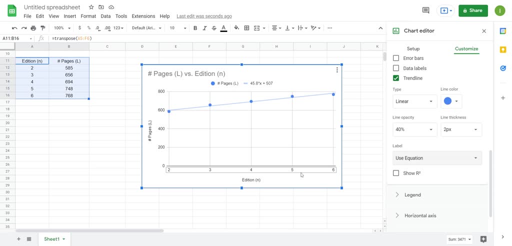 SOLVED:The following table shows the numbers of pages in previous ...