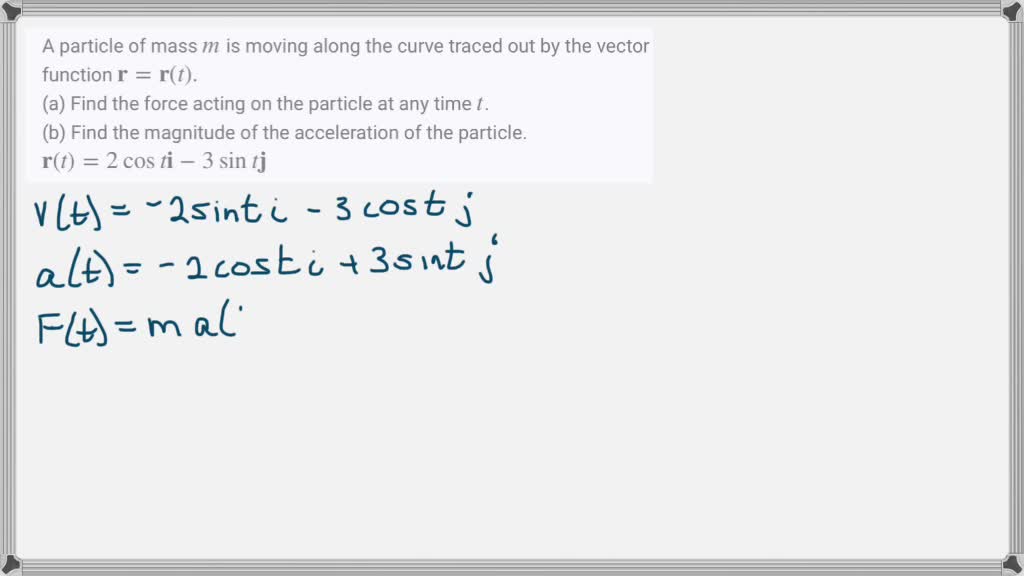 Solved A Particle Of Mass M Is Moving Along The Curve Traced Out By The Vector Function 𝐫 𝐫 T