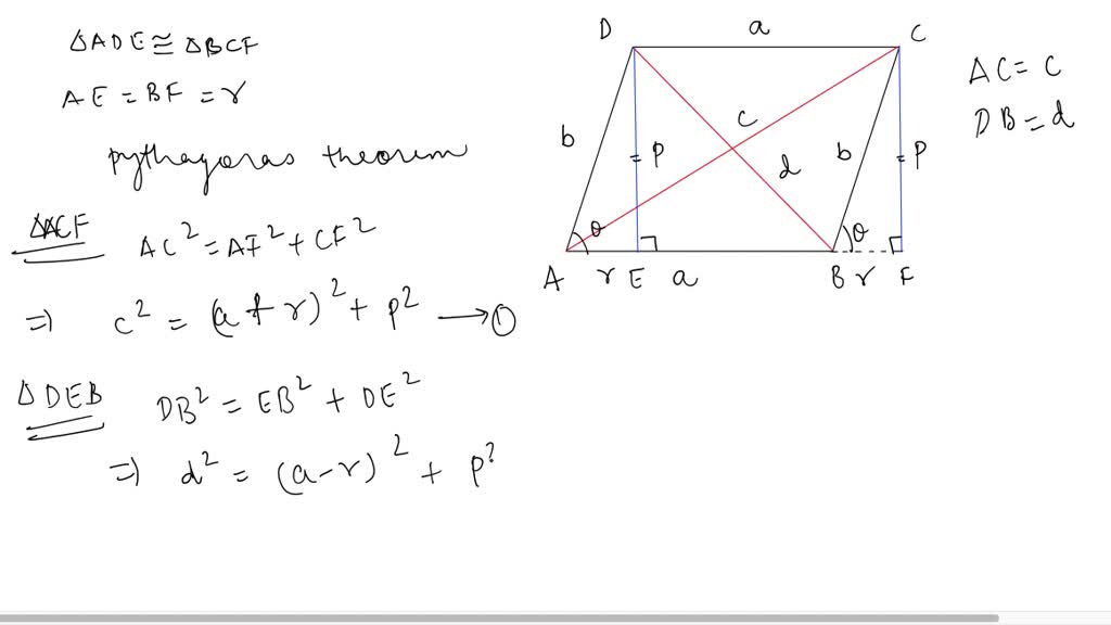 Reasoning For any parallelogram, prove that the sum of the squares of the lengths of the ...