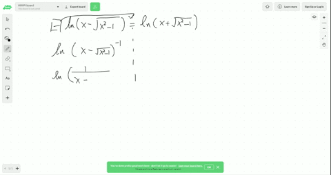 SOLVED:A Logarithmic Identity Show that -ln(x-√(x^2-1))=ln(x+√(x^2-1))