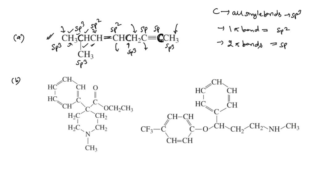 SOLVED:a. What is the hybridization of each of the carbon atoms in the ...