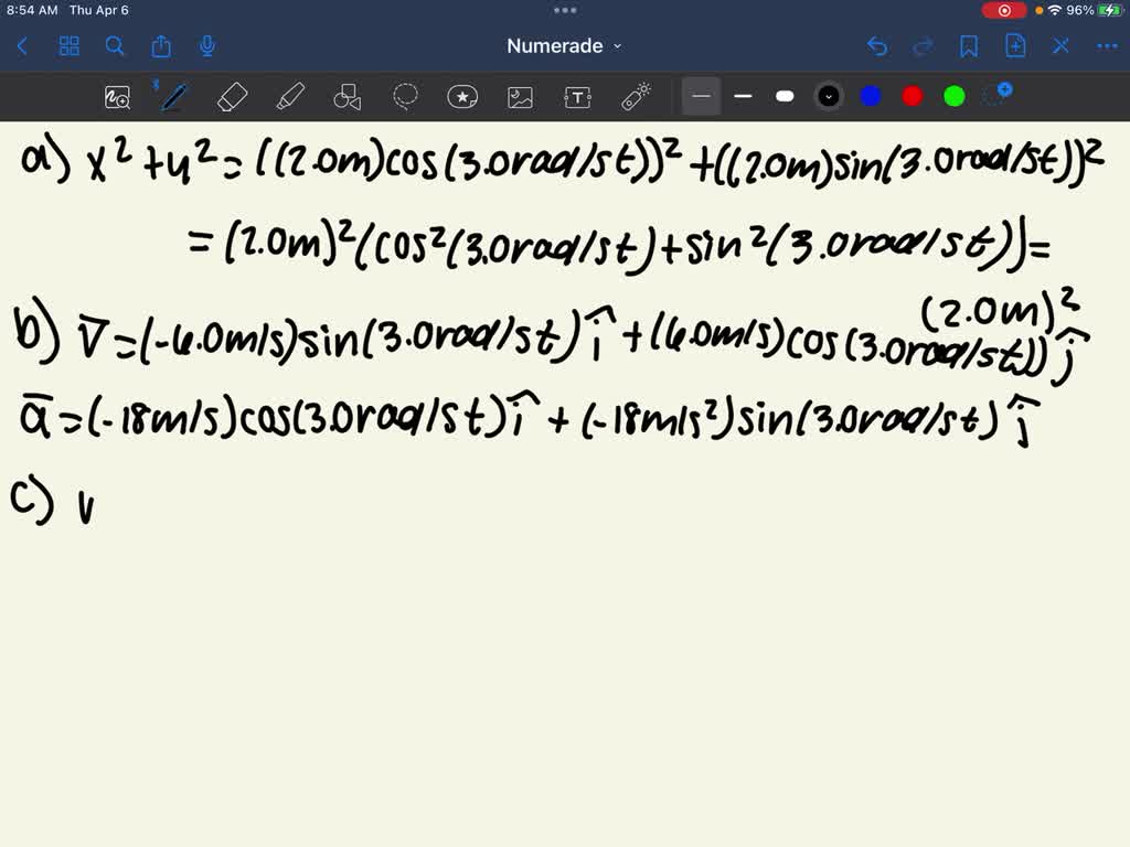 Consider a particle moving in a circle with uniform speed v=|𝐯| and uniform magnitude a=|𝐚| of ...