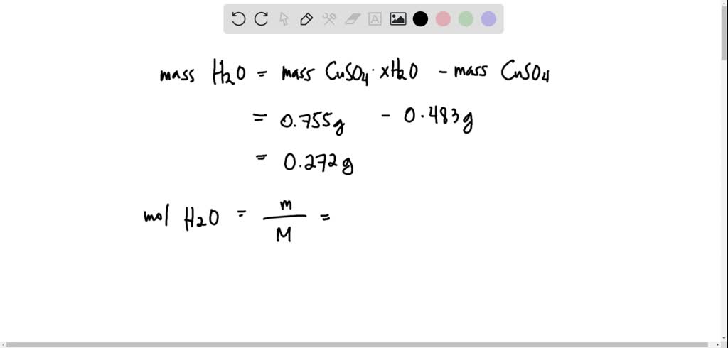 SOLVED:A 0.755 -g sample of hydrated copper(II) sulfate was heated ...