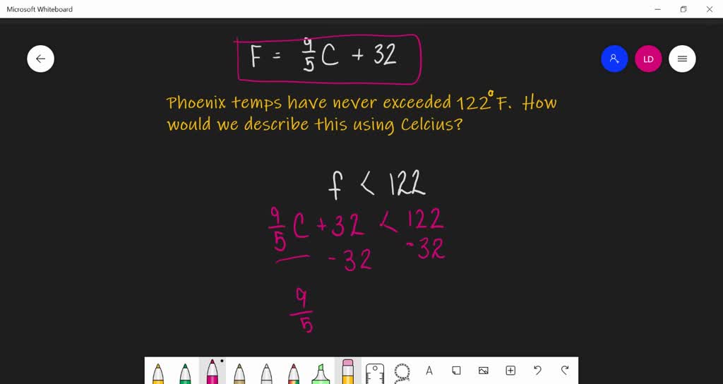 SOLVED:The formula for converting Celius temperature to Fahrenheit is F=(9)/(5) C+32. The ...