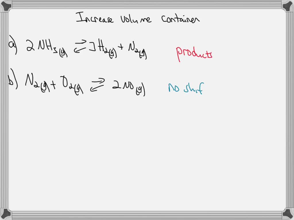 SOLVED:Would increasing the volume of the container for each of the ...