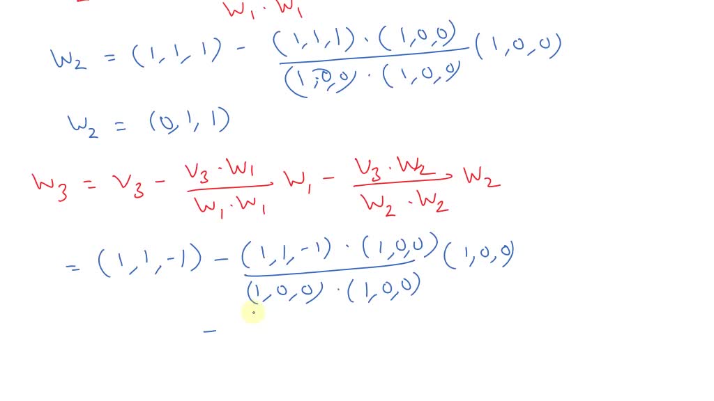 SOLVED:Apply the Gram-Schmidt orthonormalization process to transform the given basis for R^n ...