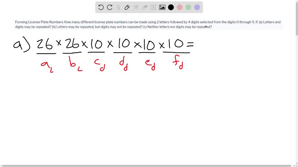 SOLVED Forming License Plate Numbers How Many Different License Plate
