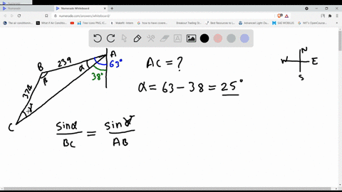 SOLVED:Surveying A surveyor notes that the direction from point A to ...