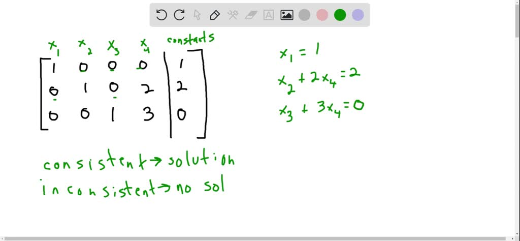 SOLVED:The reduced row echelon form of a system of linear equations is ...